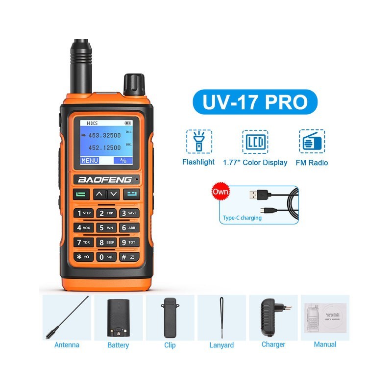 Baofeng UV-17: Rádio Portátil de Dois Sentidos com 128 Canais